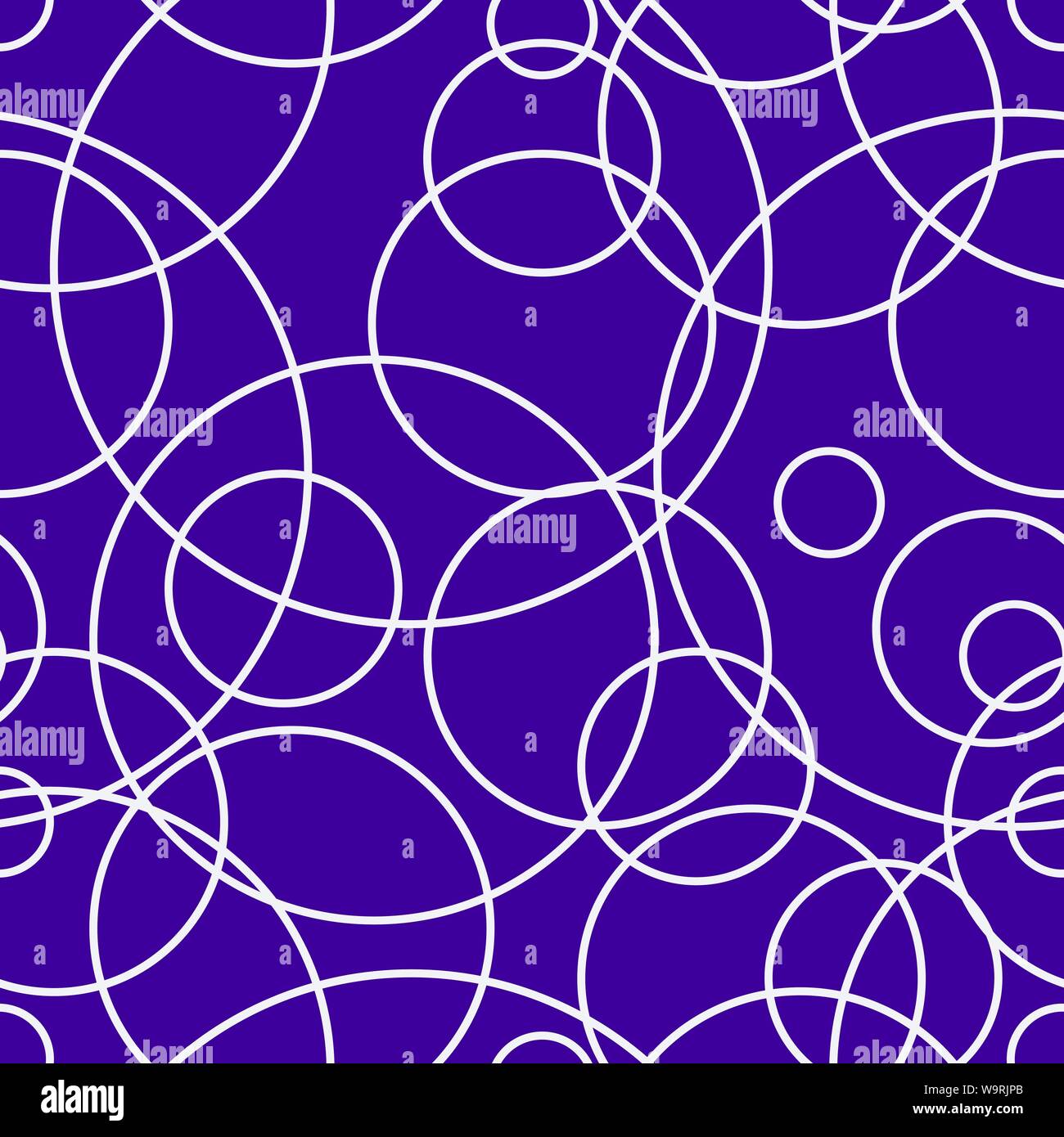 Seamless pattern with the contours of white circles on a blue ...