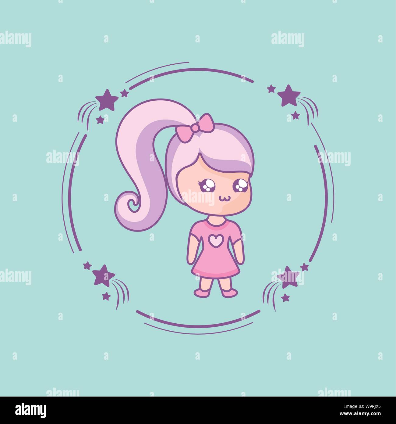 cute little girl kawaii style vector illustration design Stock Vector ...