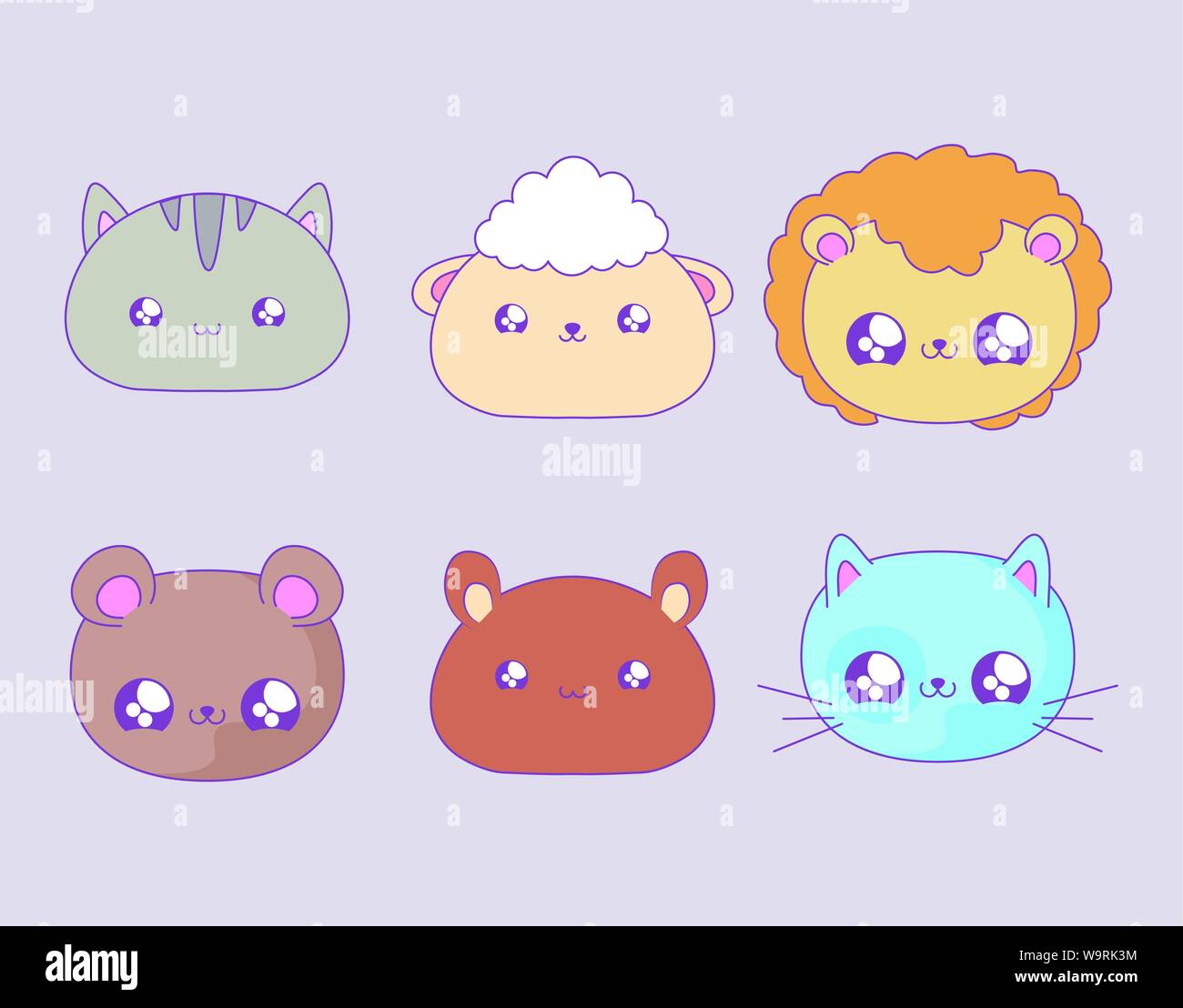 group of cute animals baby kawaii style vector illustration design ...