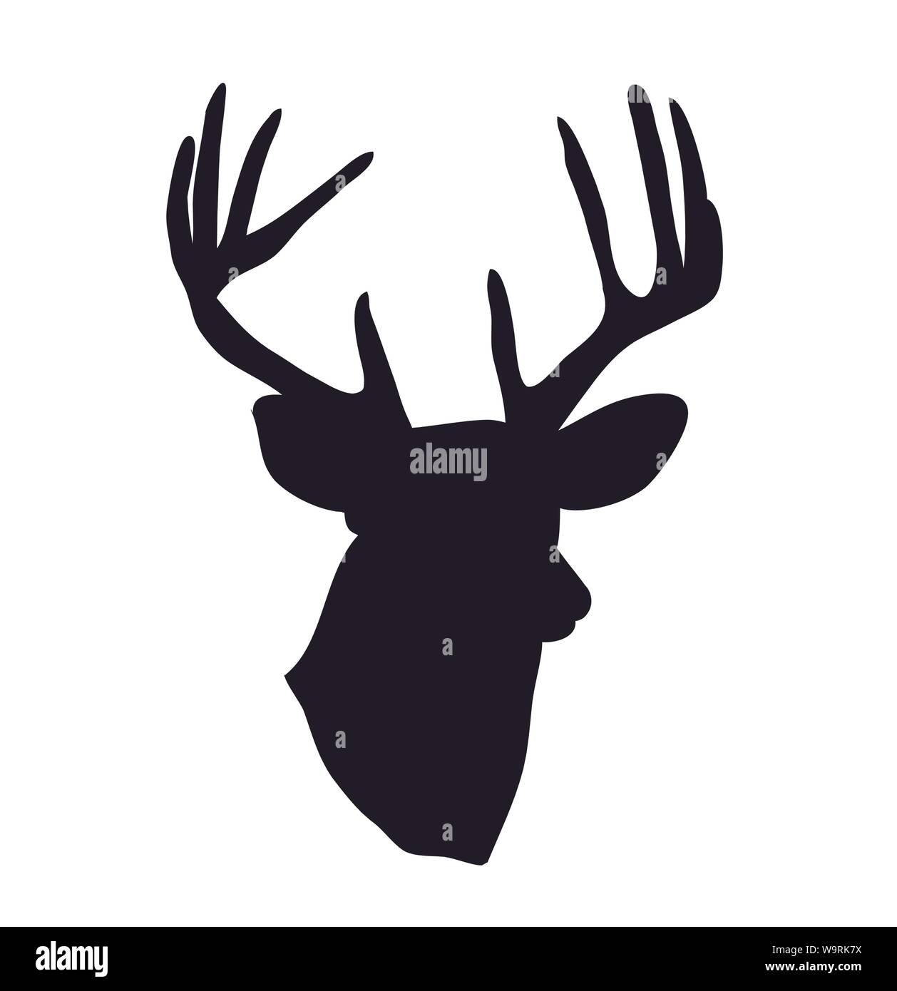 deer portrait silhouette, vector, white background Stock Vector Image ...