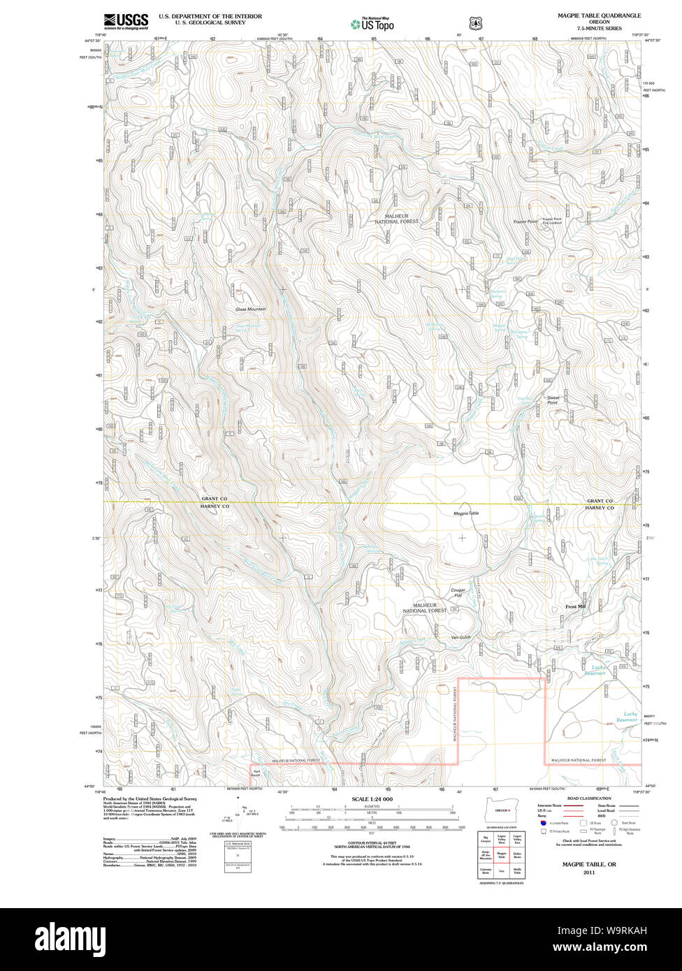 USGS Topo Map Oregon Magpie Table 20110801 TM Restoration Stock Photo ...