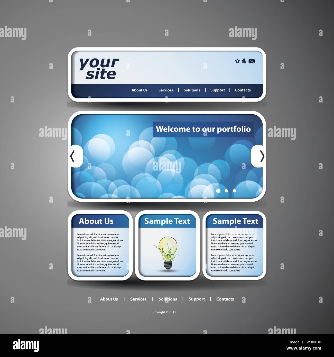 Blue Abstract Website Design Template - Illustration in Freely Scalable ...