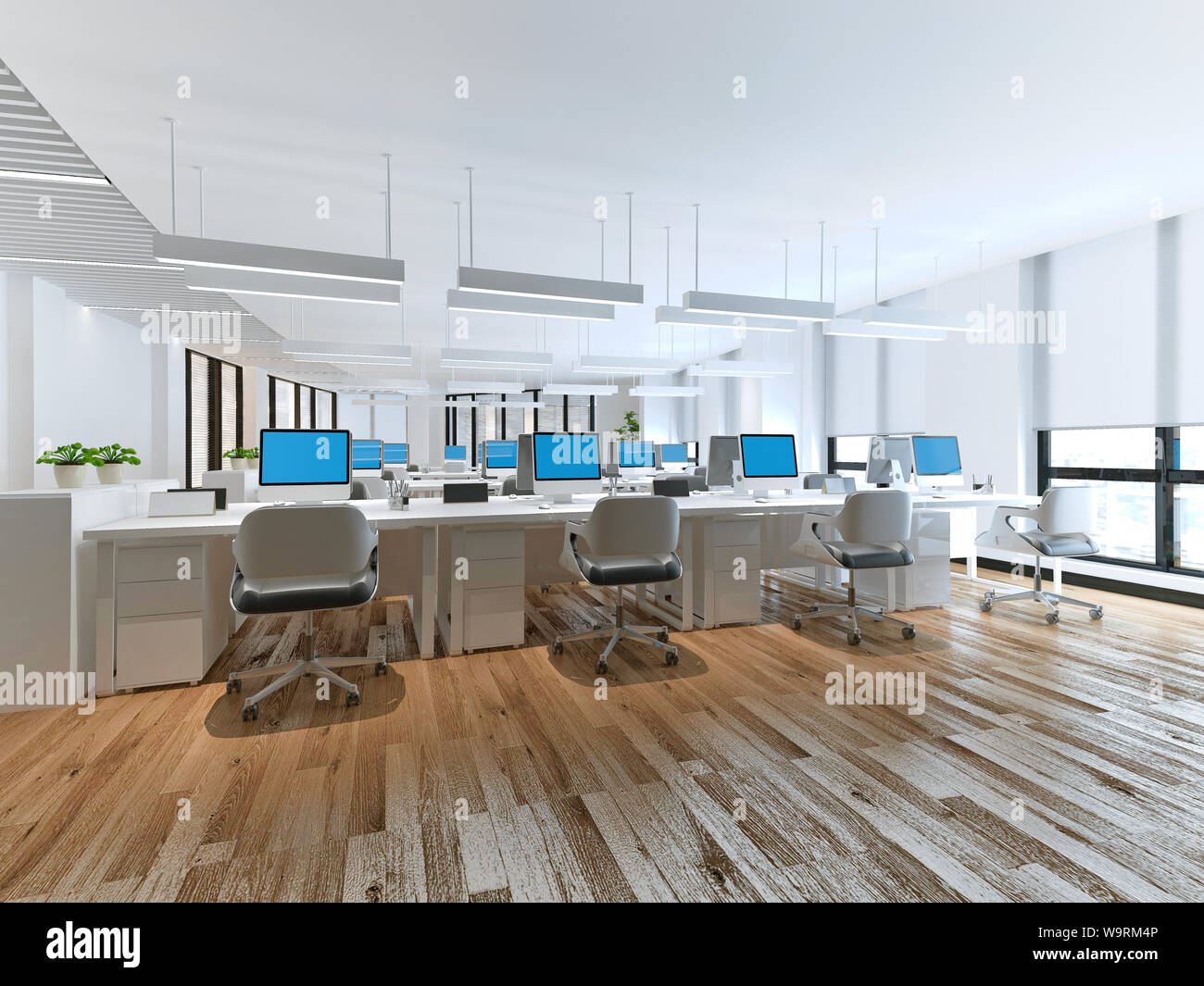 3d render working office Stock Photo - Alamy