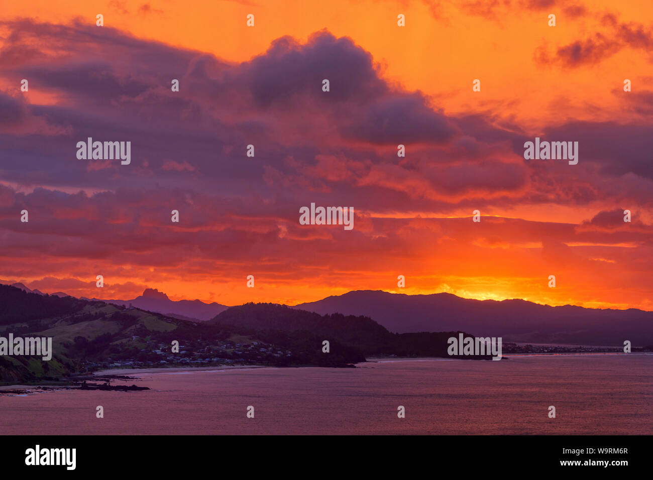 Oceania, New Zealand, Aotearoa, North Island, Coromandel, sunset at ...
