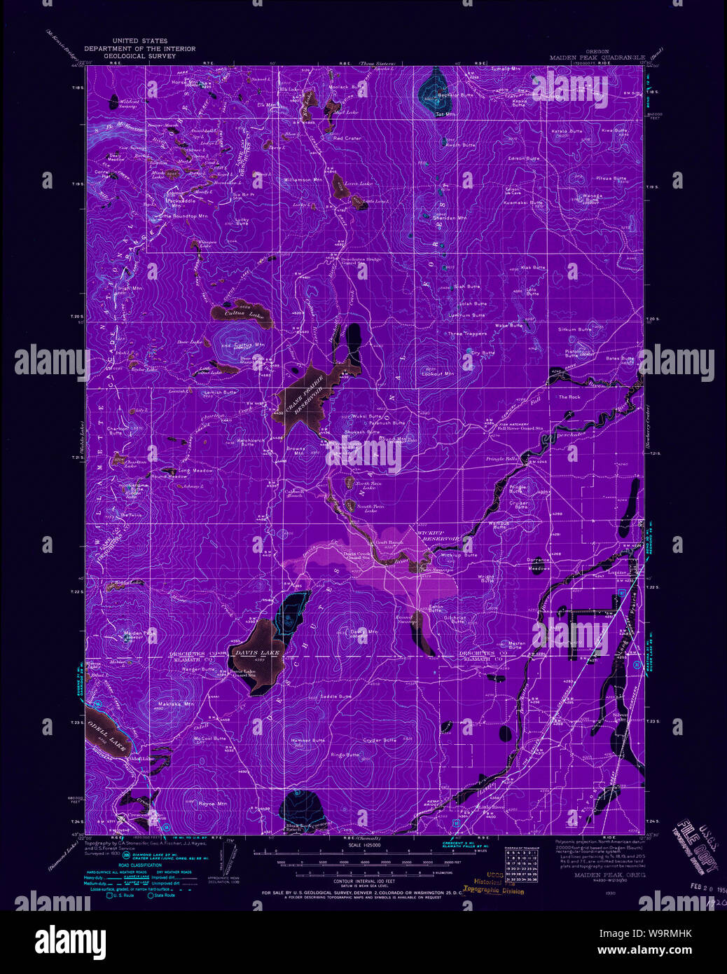 USGS Topo Map Oregon Maiden Peak 283196 1930 125000 Inverted ...