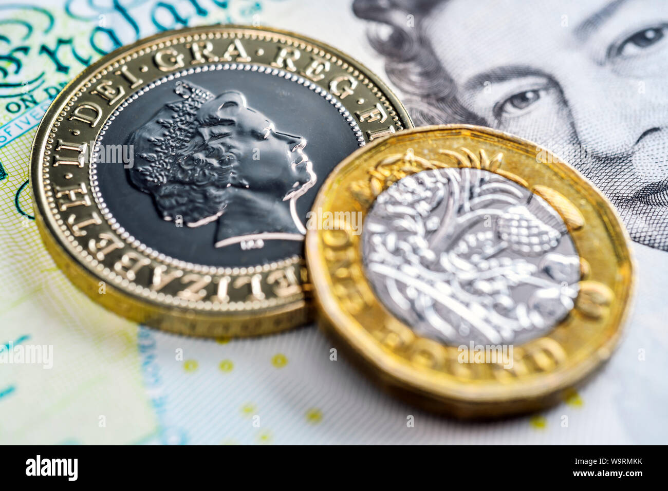 British pound sterling coins and banknote Stock Photo - Alamy