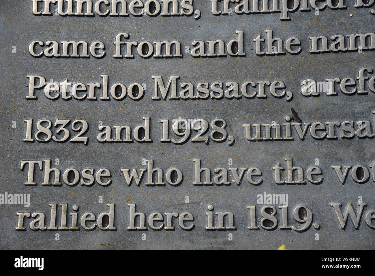 Peterloo memorial in Manchester Stock Photo - Alamy