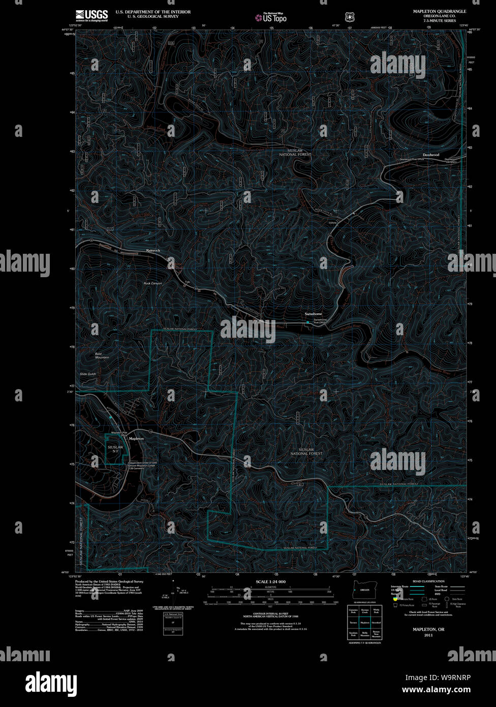 Map of mapleton oregon hi-res stock photography and images - Alamy
