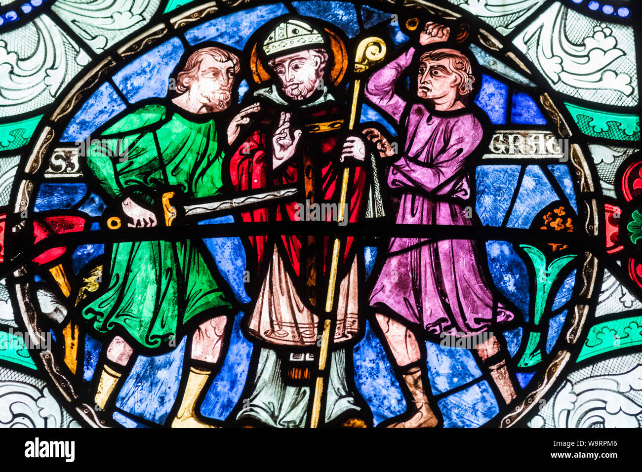 England, Kent, Canterbury, Canterbury Cathedral, Stained Glass Window ...