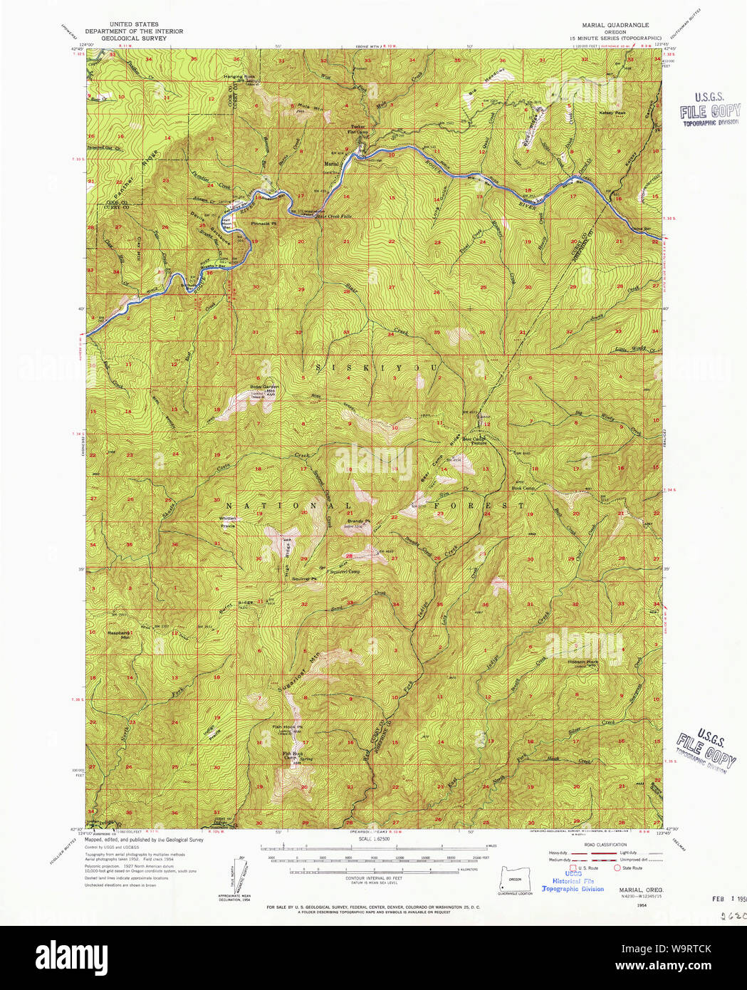 USGS Topo Map Oregon Marial 282691 1954 62500 Restoration Stock Photo ...