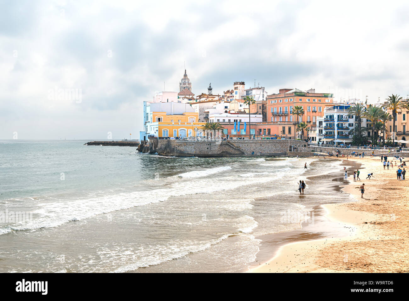 Catalonia Sitges Spain Beach City Old Town High Resolution Stock ...