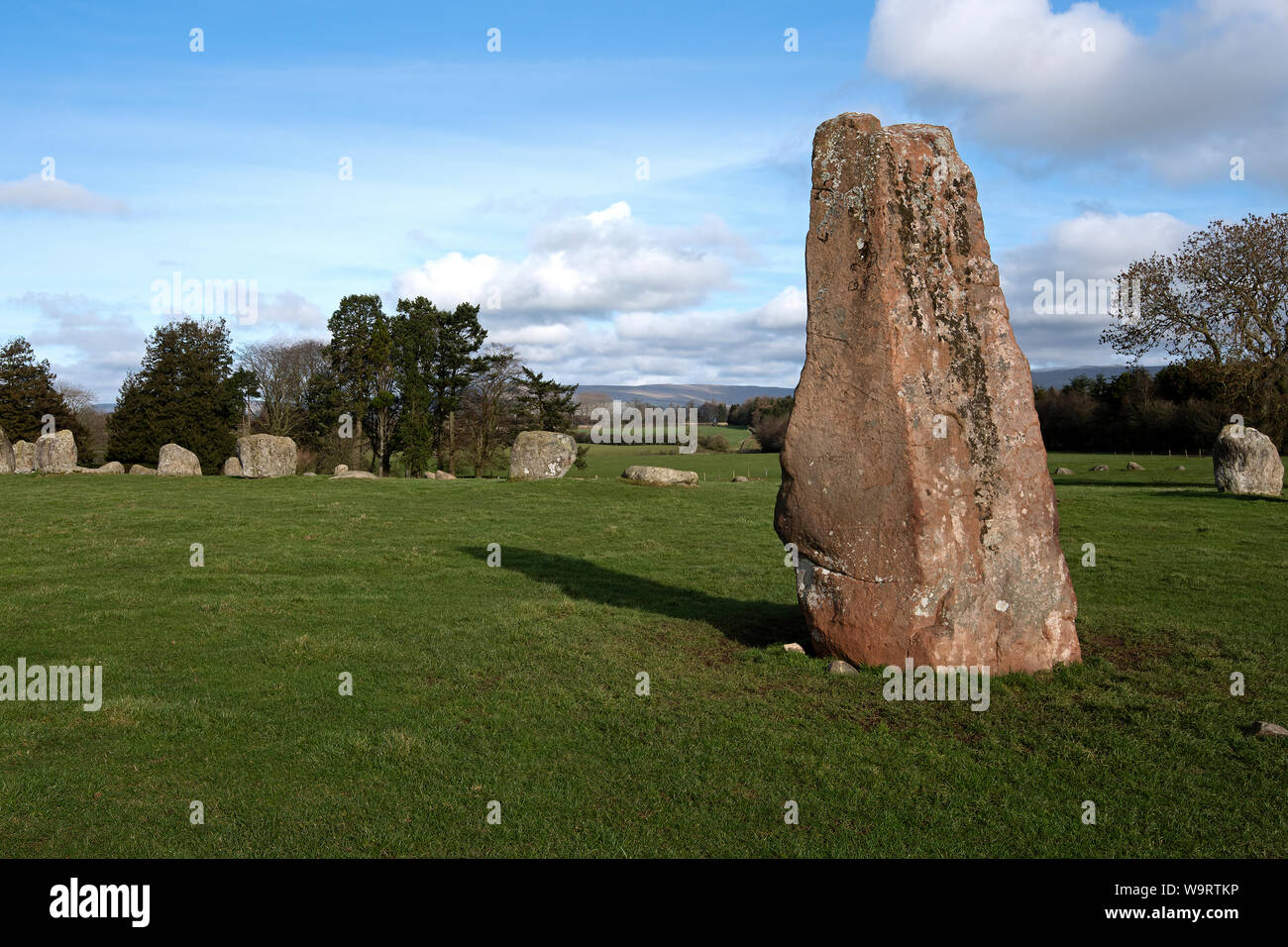 Long Meg and Her Daughters Stone Circle Stock Photo - Alamy
