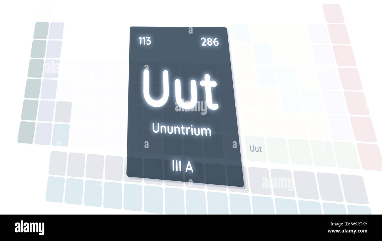 Ununtrium chemical element atomic data and symbol - table of elements Stock Photo - Alamy