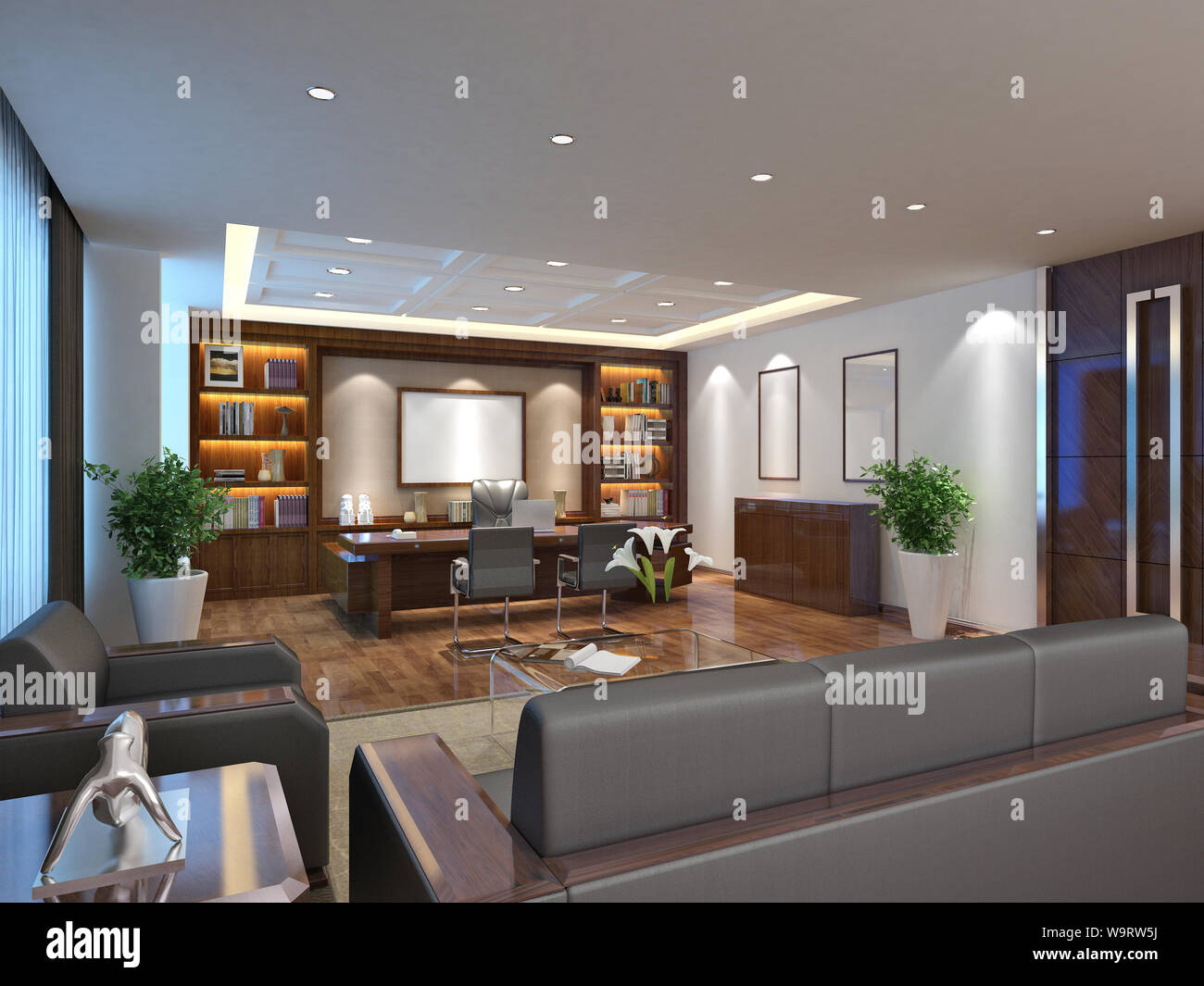 3d render working office Stock Photo - Alamy