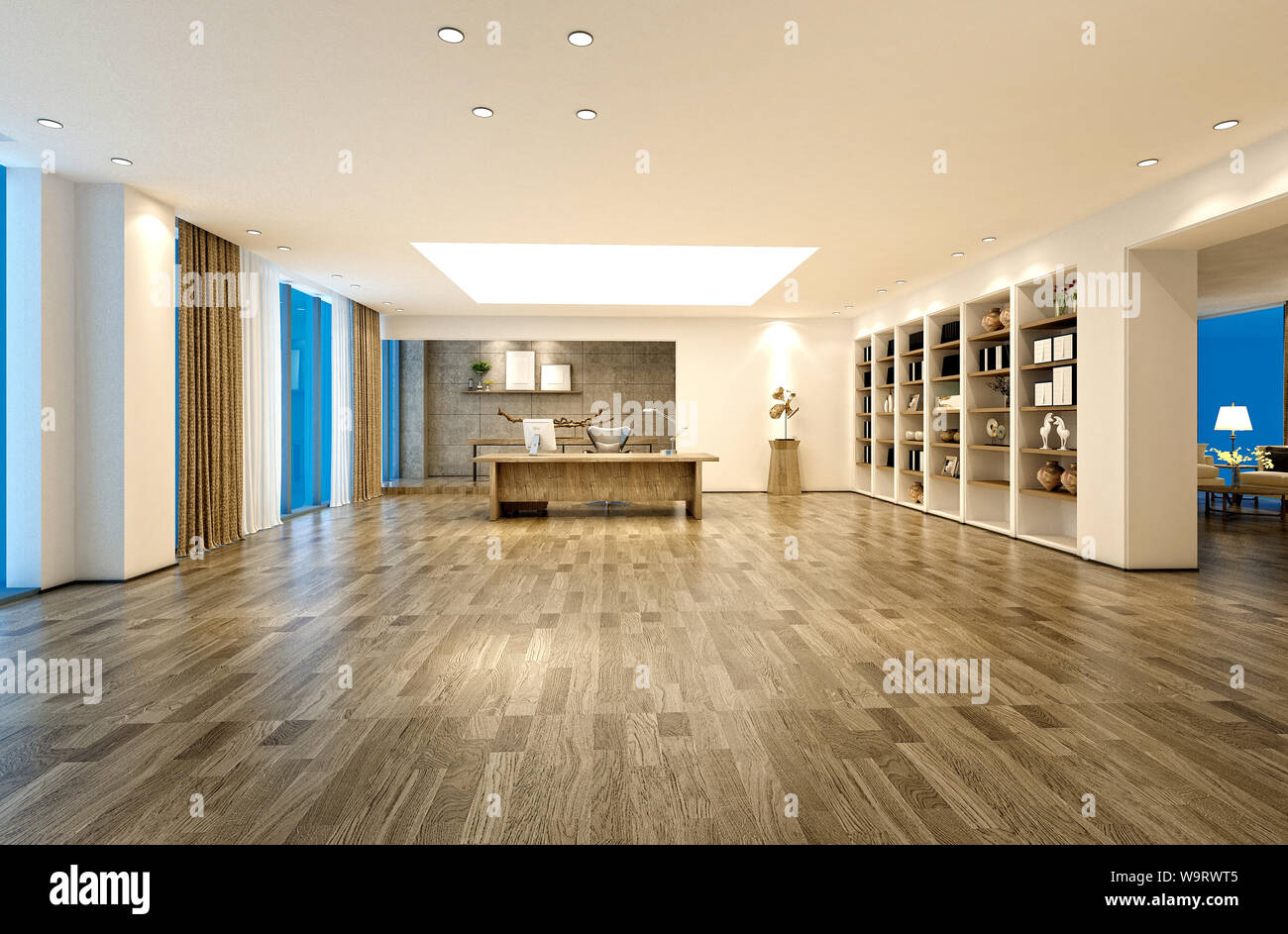 3d render working office Stock Photo - Alamy