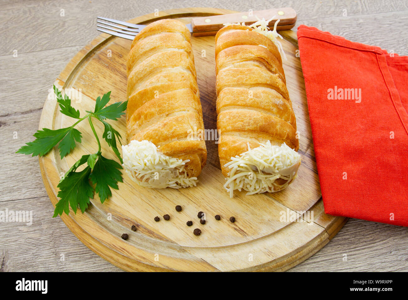 bechamel and cheese puff pastry Stock Photo - Alamy