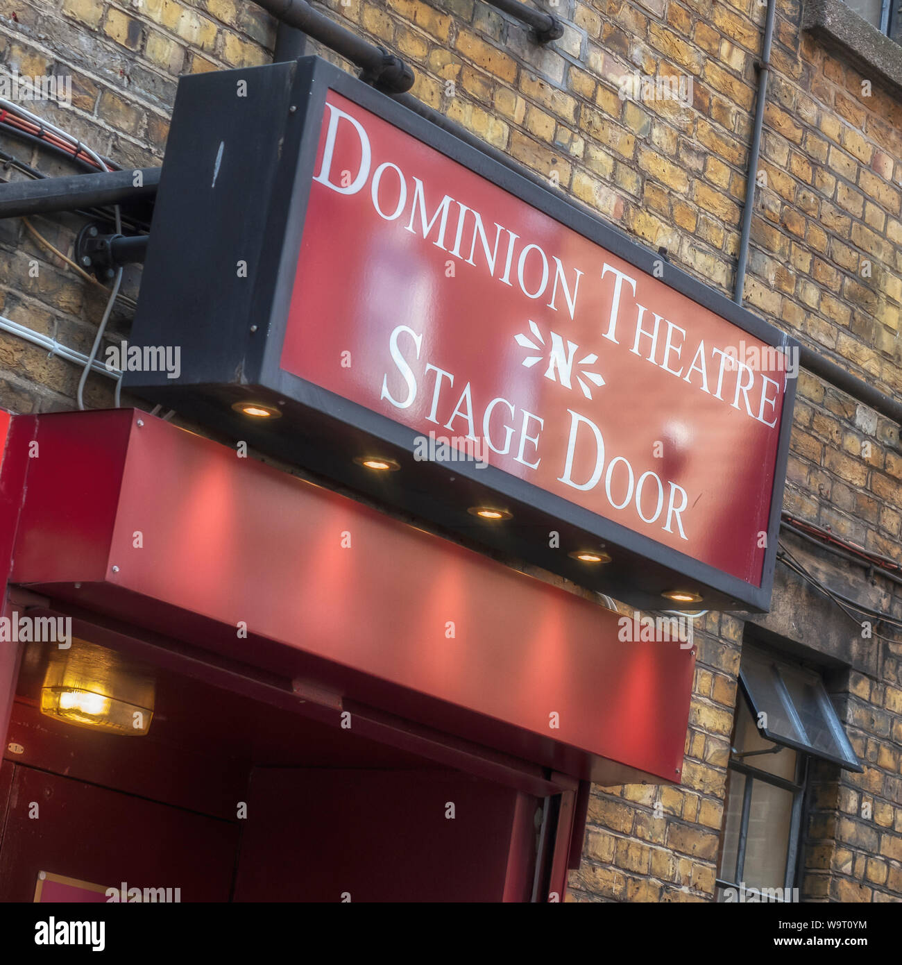 LONDON, UK - JULY 26, 2018: Stage Door sign for Dominion Theatre on ...