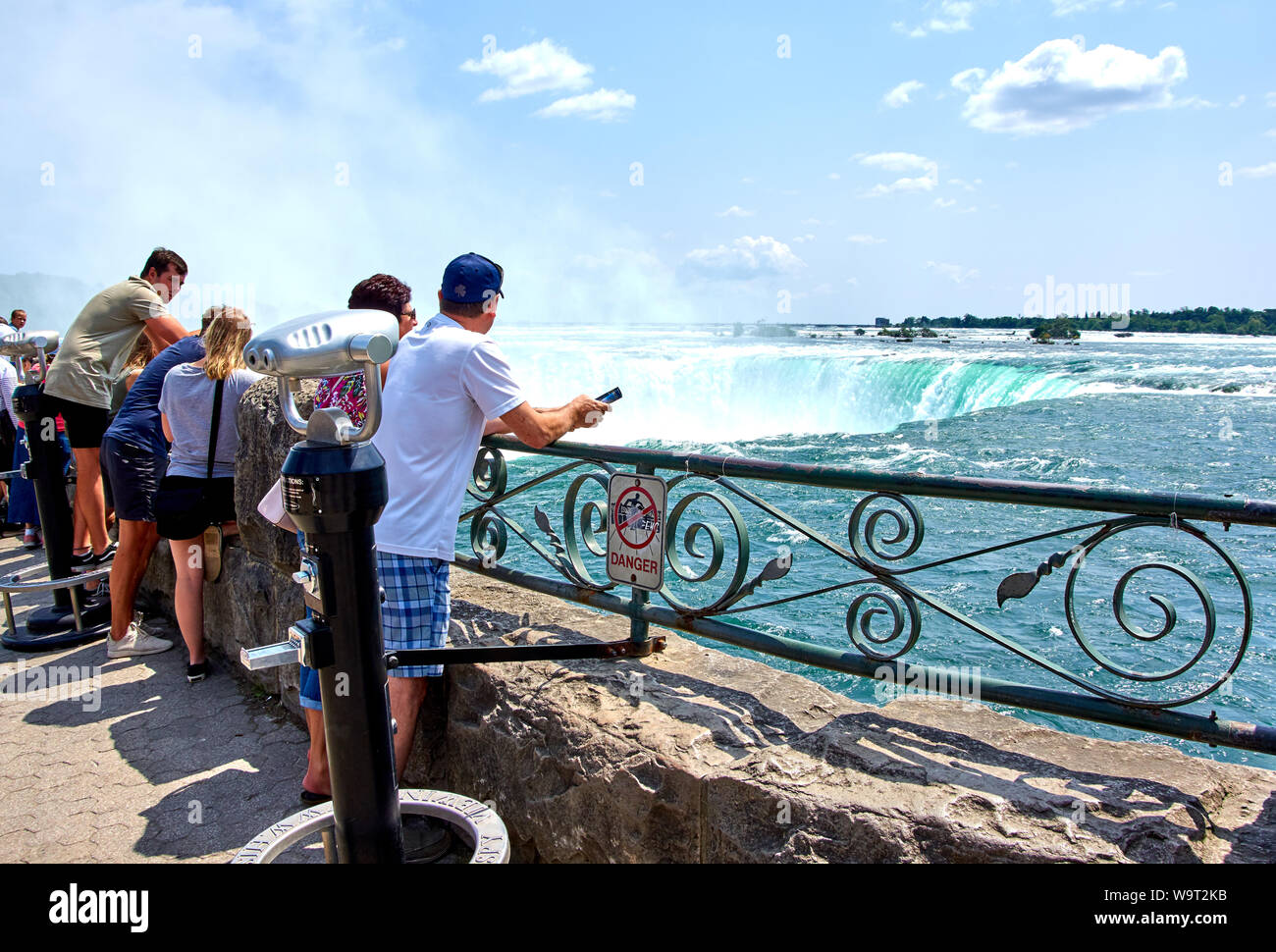 NIAGARA FALLS, CANADA - JULY 25, 2019: People taking selfie over ...