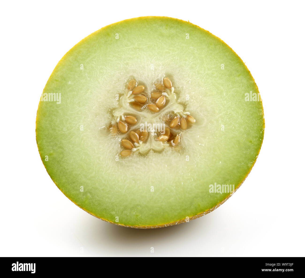 Single ripe half melon fruit isolated on white background Stock Photo ...
