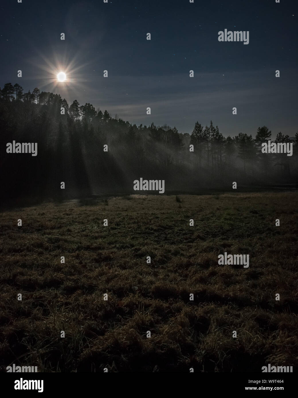 Nighttime photography moon plains Stock Photo - Alamy