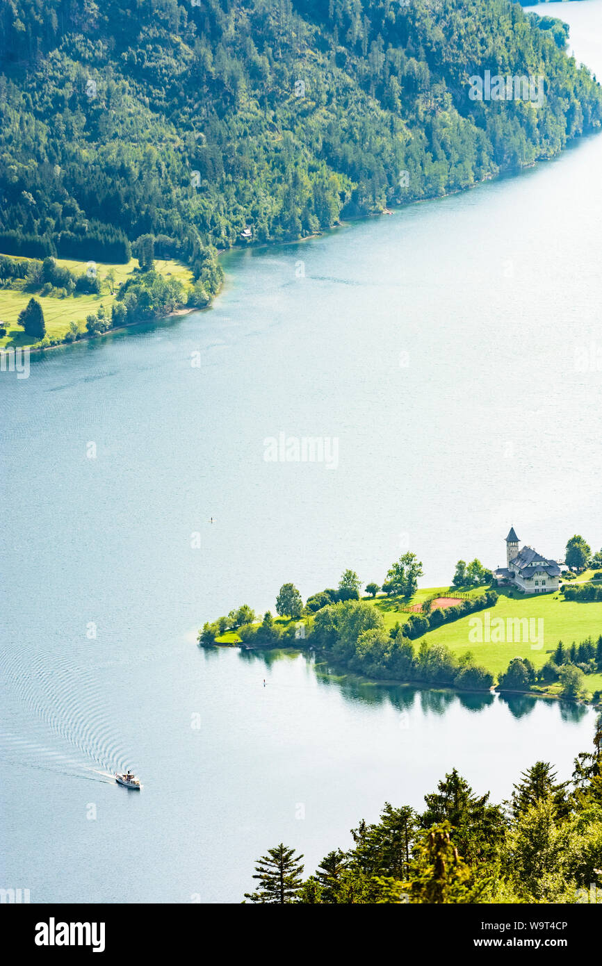 Grundlsee: lake Grundlsee, historic passenger ship "Rudolf", Villa Roth ...