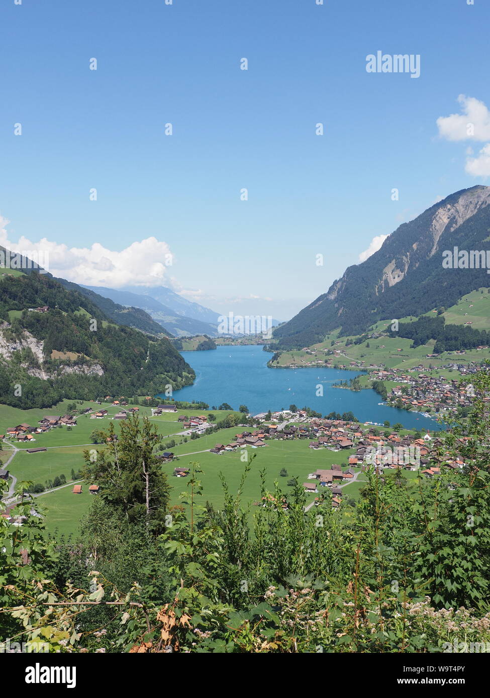 European lake Brienz landscape seen from Brunig Pass in Switzerland ...