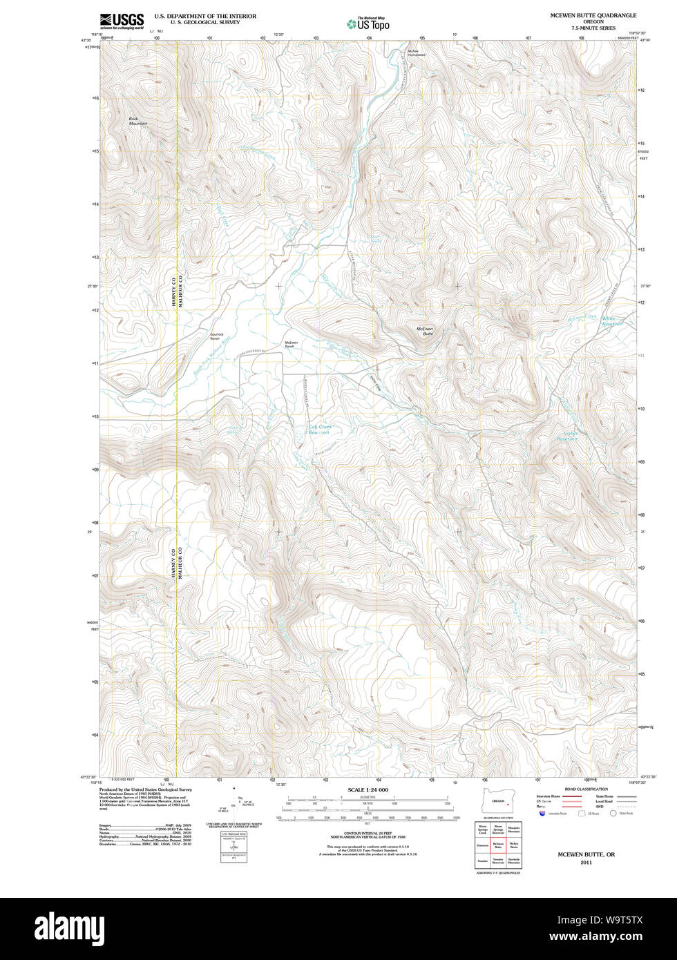 USGS Topo Map Oregon McEwen Butte 20110831 TM Restoration Stock Photo ...