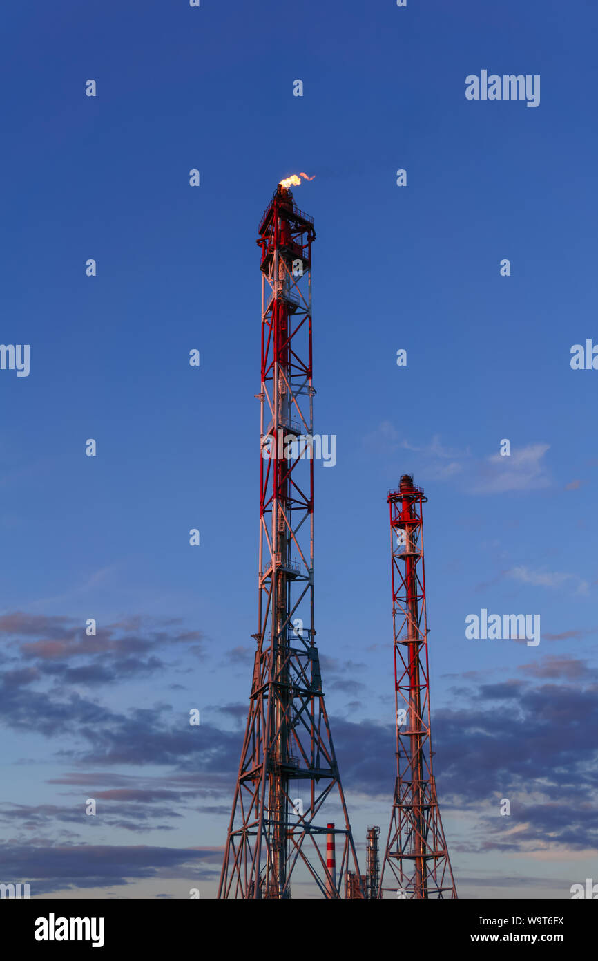 industrial flare for the combustion of associated petroleum gas against ...