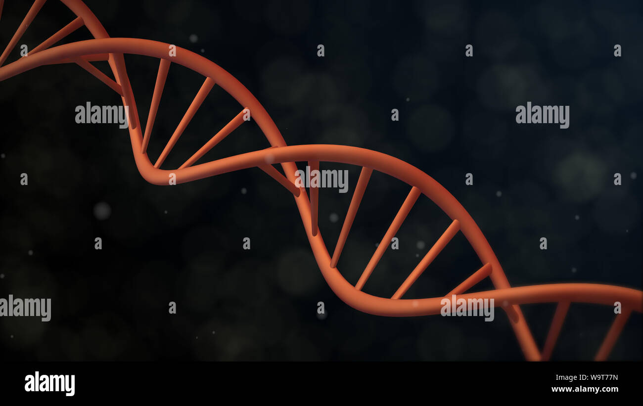 realistic DNA Double Helix over Dark Background, Medical concept. Macro ...