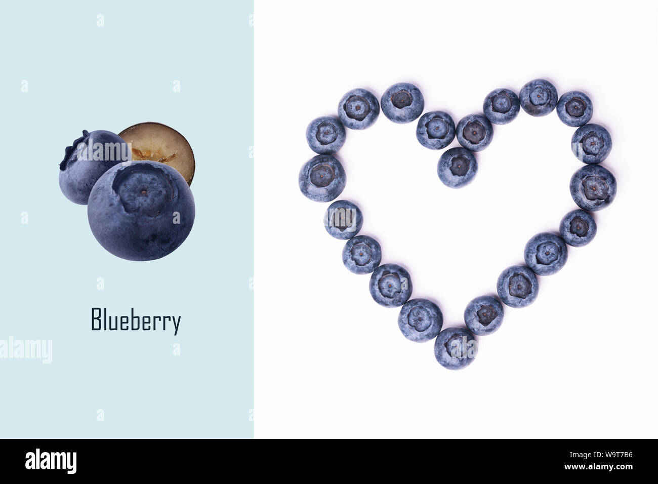 Creative layout made of heart from blueberry, berry love concept Stock ...