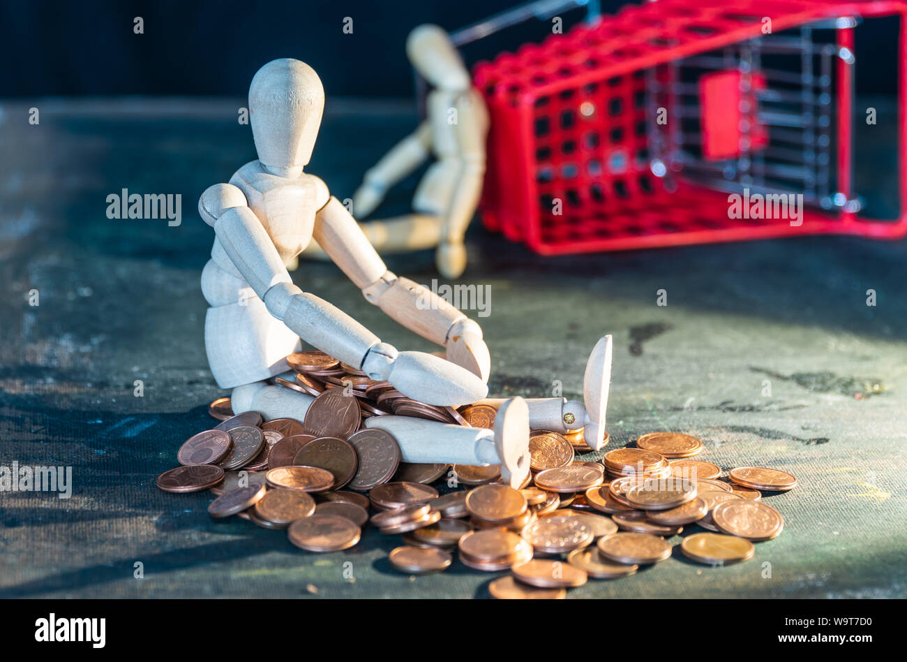 An interesting mockup. Scattered coins. A symbol of consumerism and ...