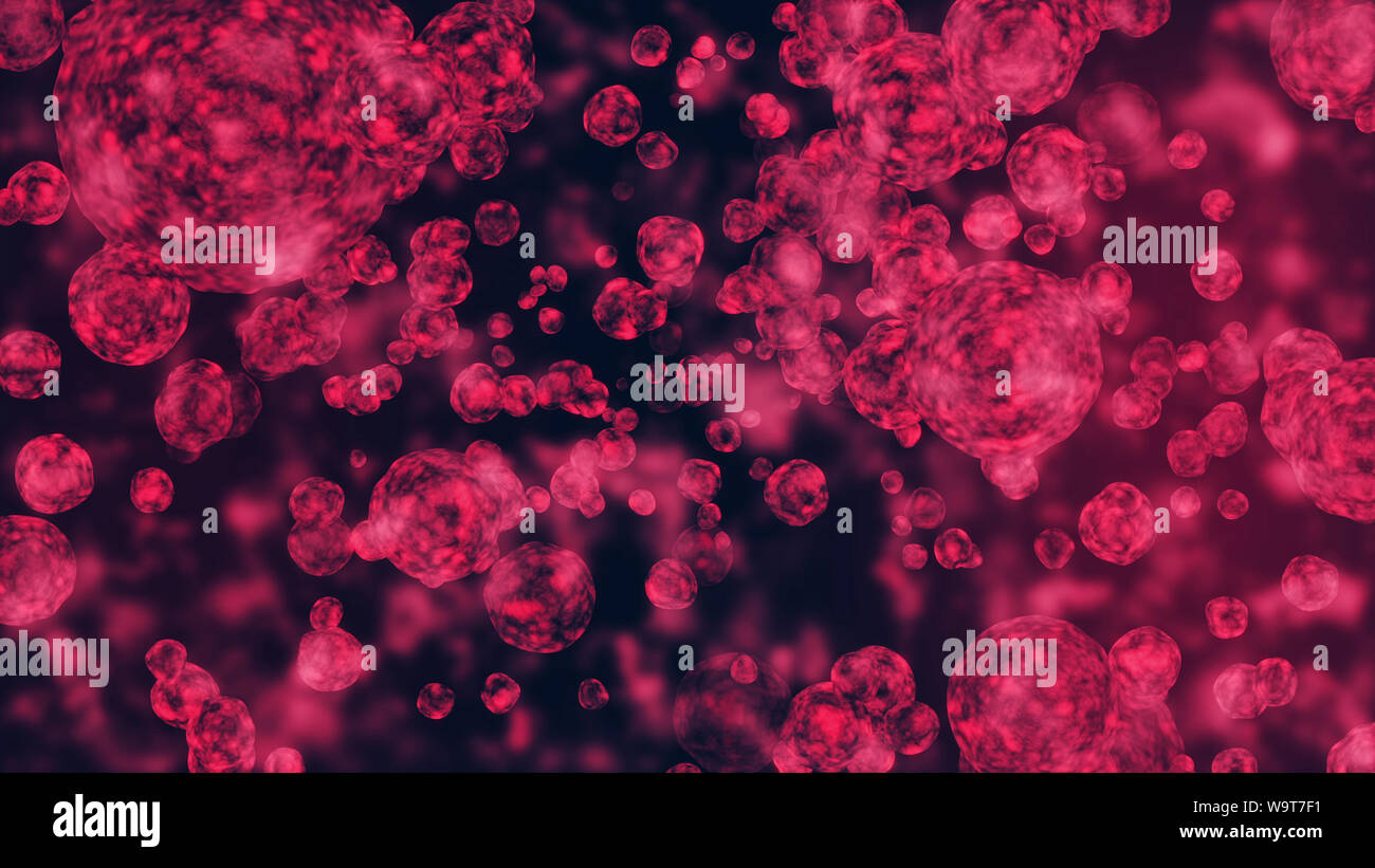 Red blood cell flowing in vein or artery. virus attack the leukocyte ...