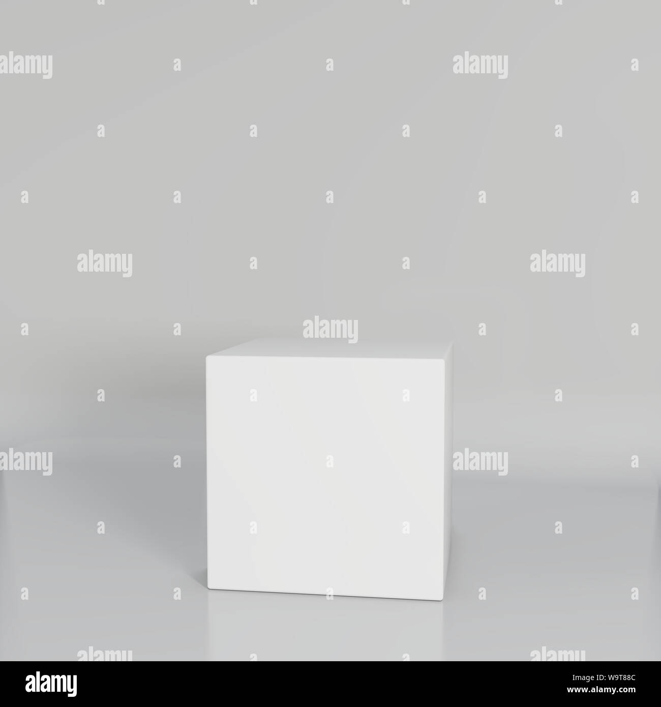 White cube in light studio. 3d rendering background Stock Photo - Alamy