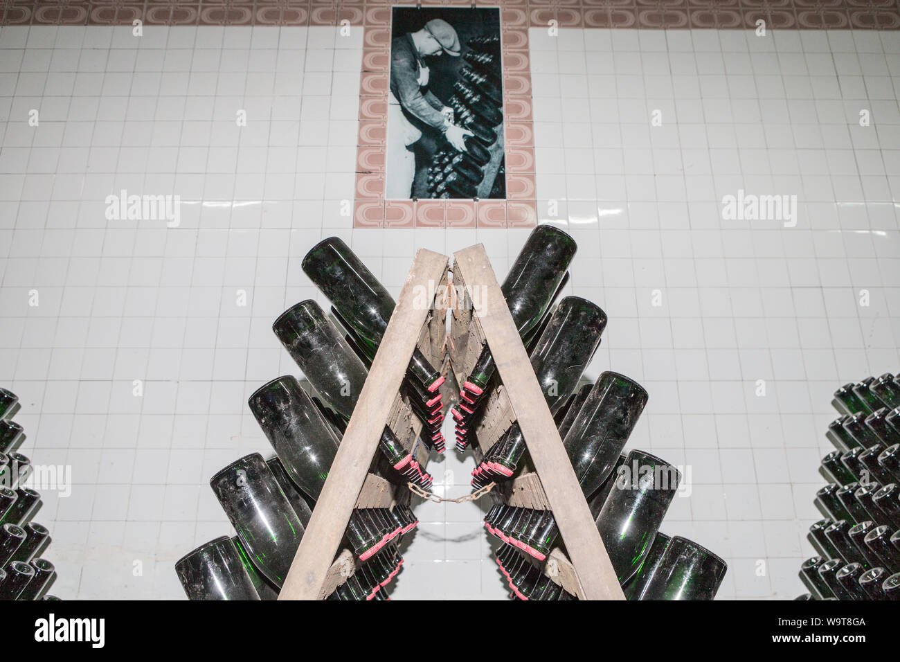 Champagne method Processing area with Madame Clicquot riddling tables ...