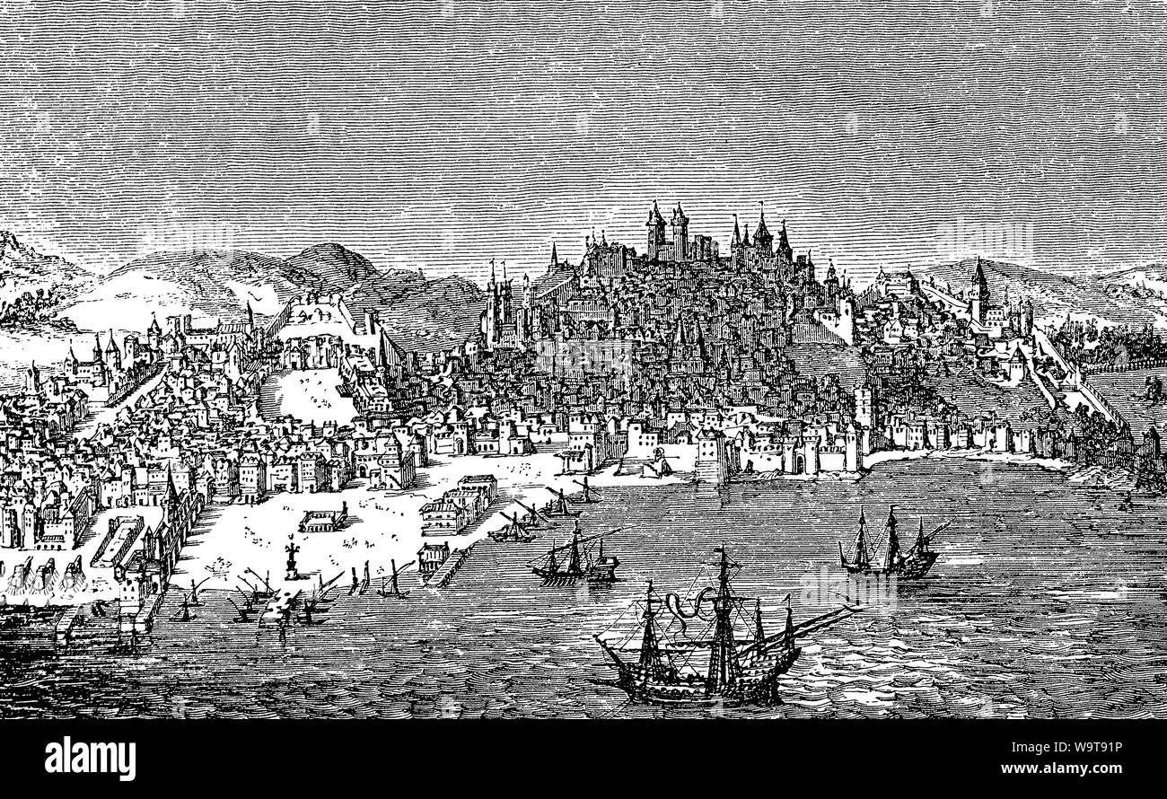 Medieval lisbon illustration Black and White Stock Photos & Images - Alamy