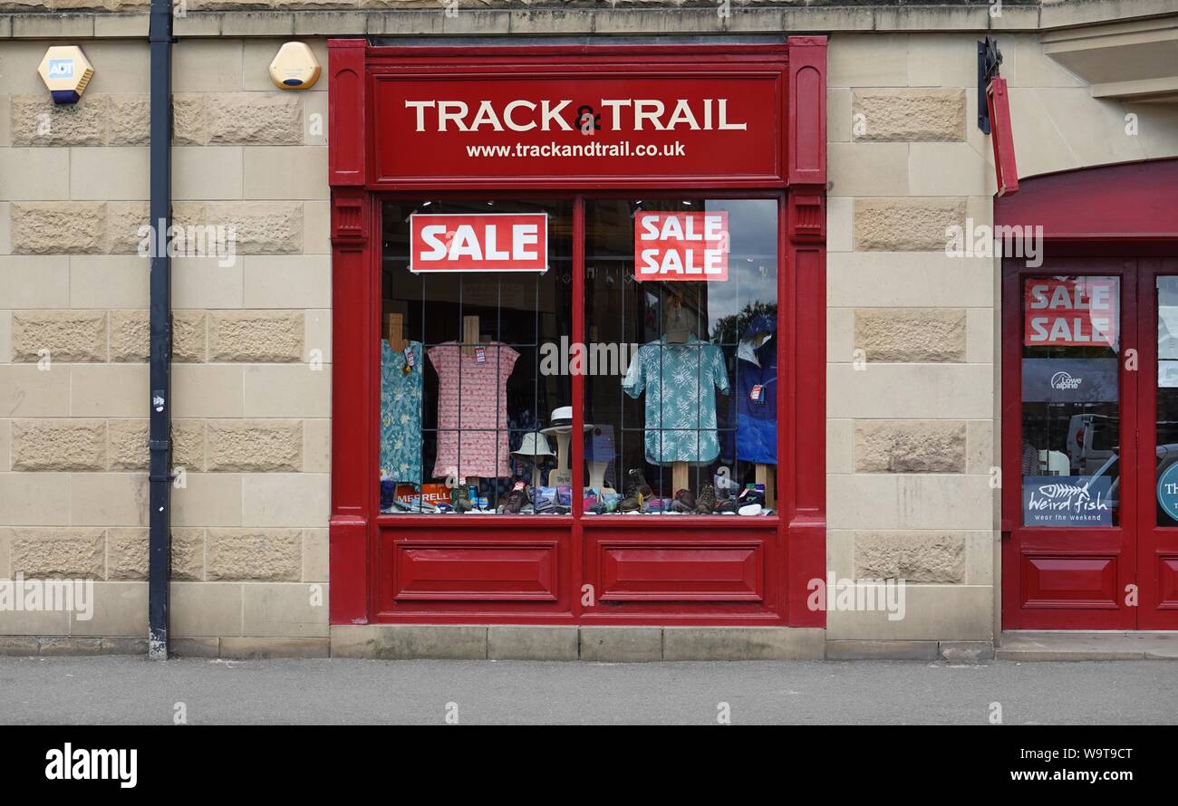 The Track and Trail shop in Bakewell, Derbyshire Stock Photo - Alamy
