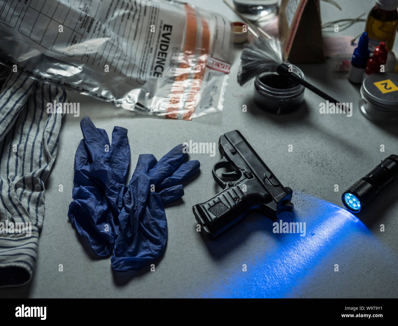 Criminalistic Laboratory, Bullet shell analysis, conceptual image Stock ...