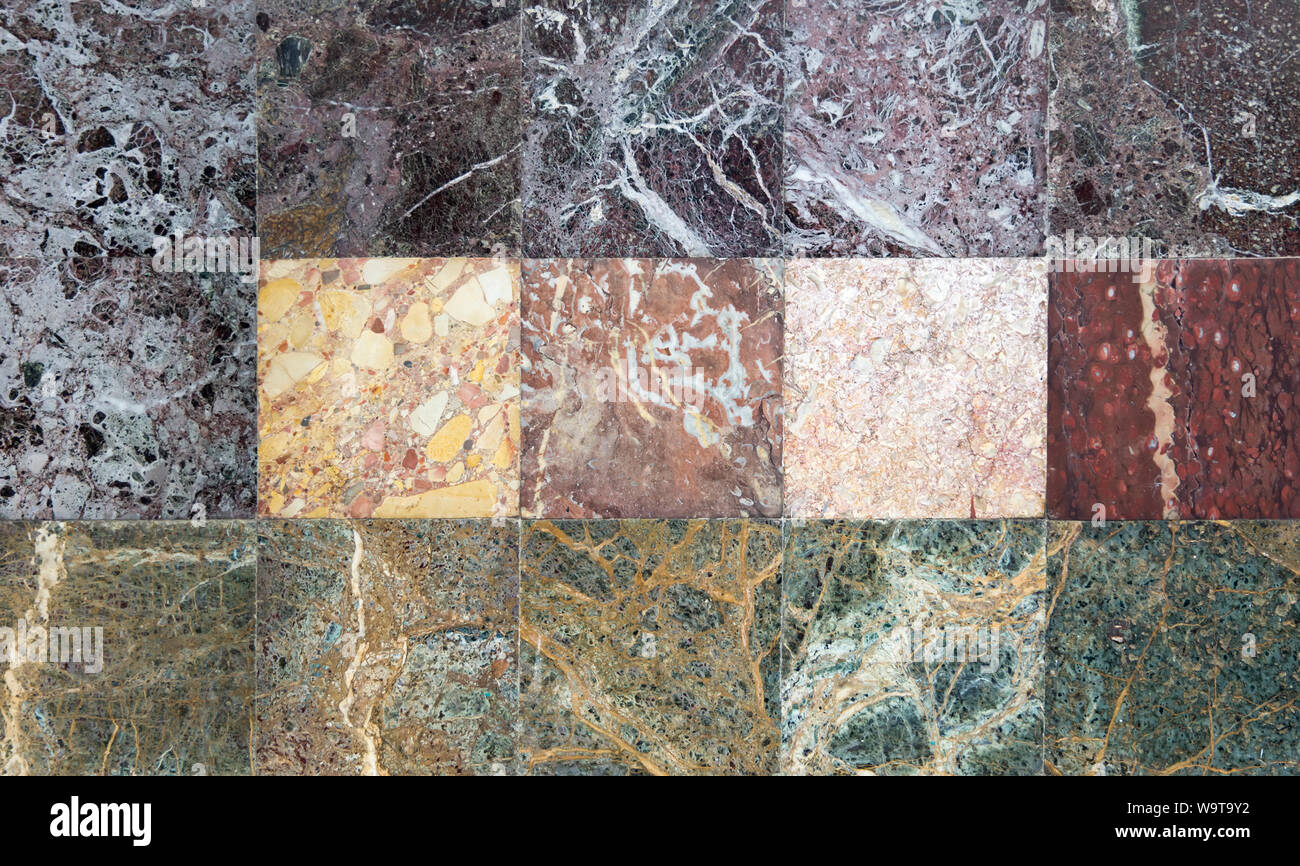 Set of various marble stone textures Stock Photo - Alamy