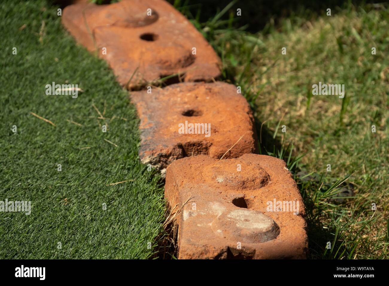 Grass lawn brick pattern hi-res stock photography and images - Alamy