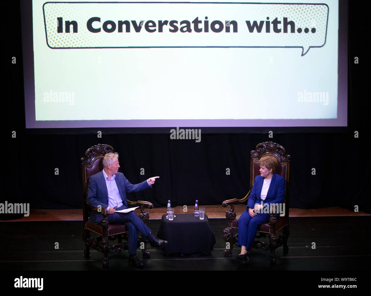 Scotland's First Minister Nicola Sturgeon on stage as she is ...