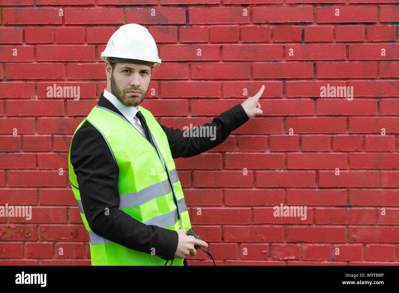 engineer builder pointing direction showing finger contractor Stock ...
