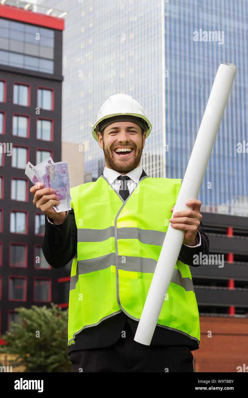 builder is dancing project completed fun happy money emotions Stock ...