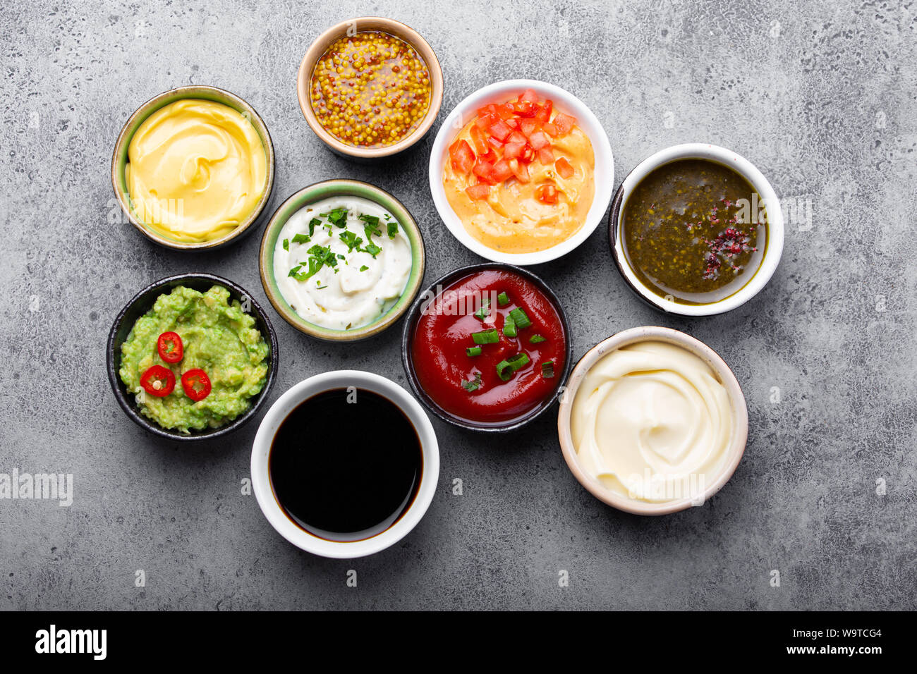 Assortment of sauces Stock Photo - Alamy