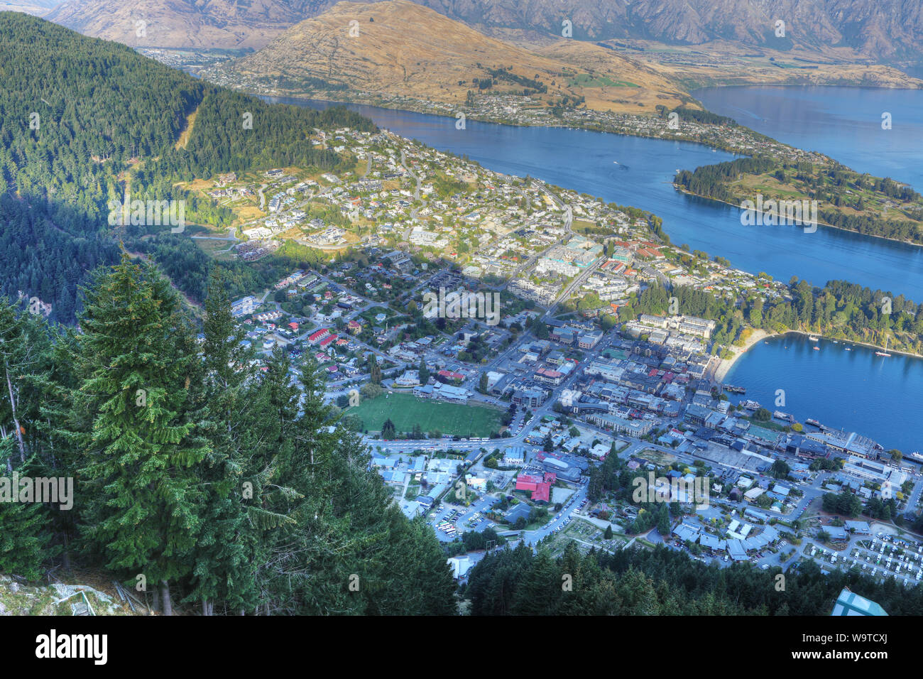 An Aerial view of town of Queenstown, New Zealand Stock Photo - Alamy
