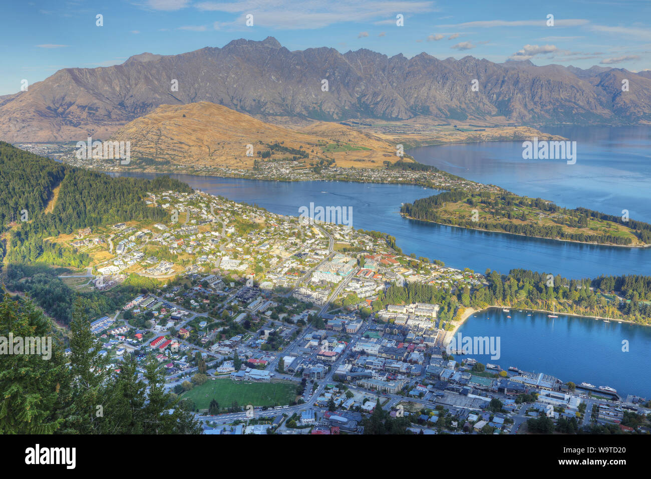 An Aerial scene of town of Queenstown, New Zealand Stock Photo - Alamy