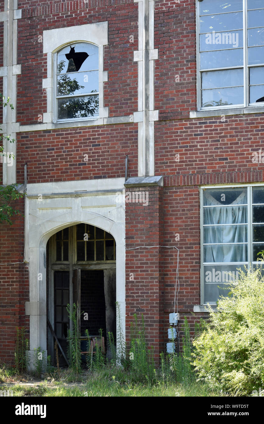 Abandoned School Building with Broken Window Stock Photo - Alamy
