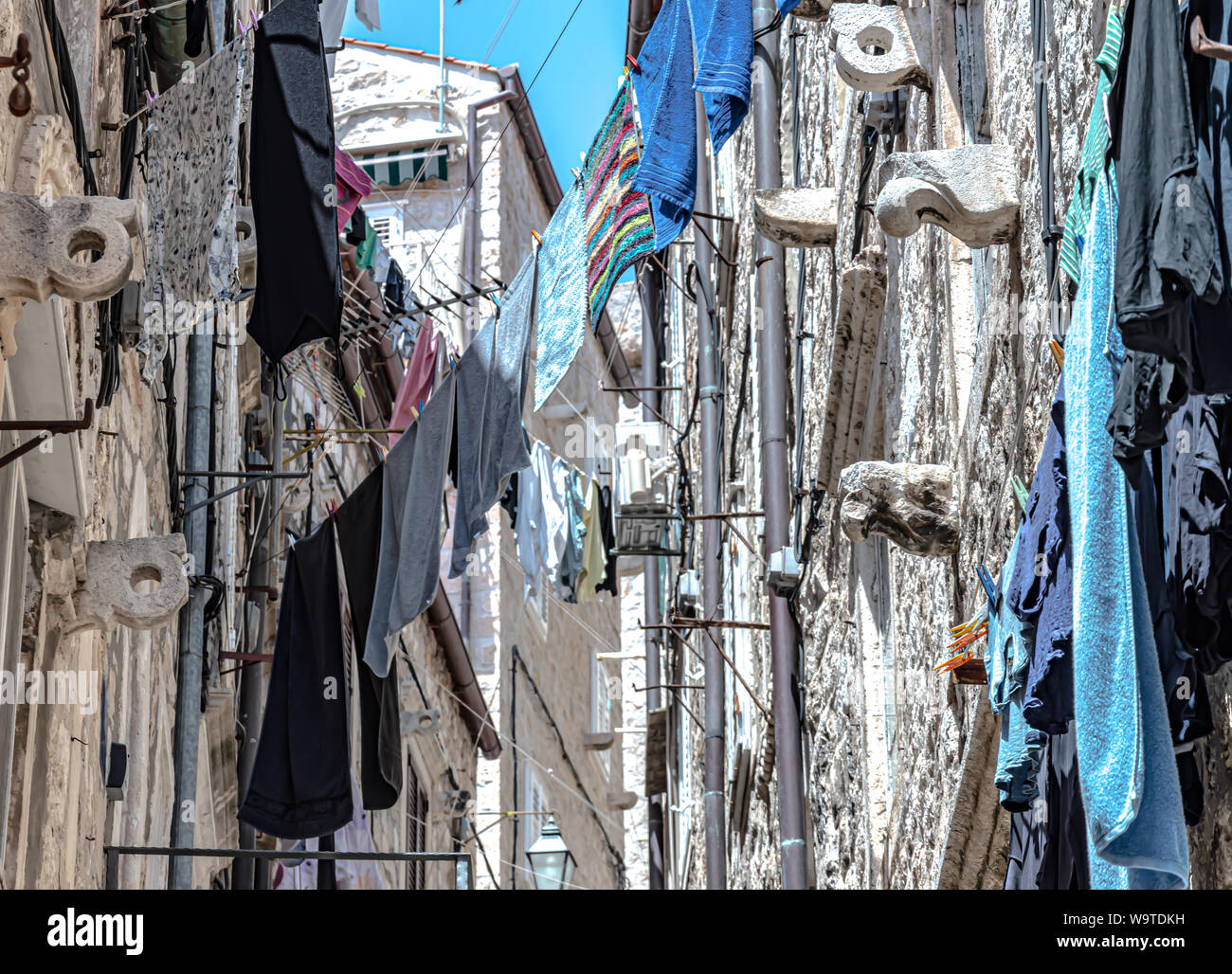 The laundry drying on a wire Stock Photo - Alamy