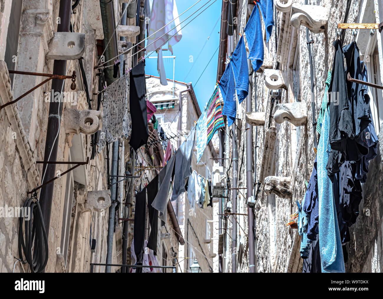 The laundry drying on a wire Stock Photo - Alamy