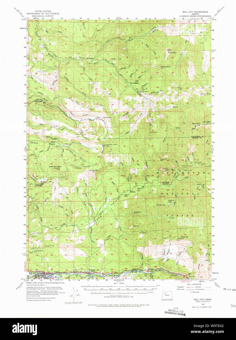 Map of mill city oregon Cut Out Stock Images & Pictures - Alamy