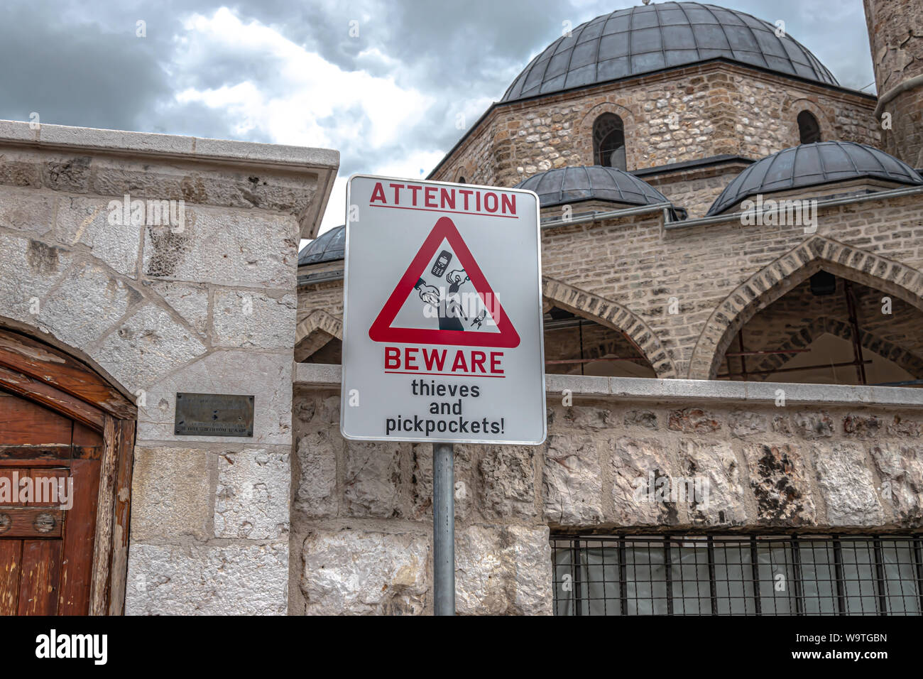 Street signs which warning tourist on the thieves are posted this ...